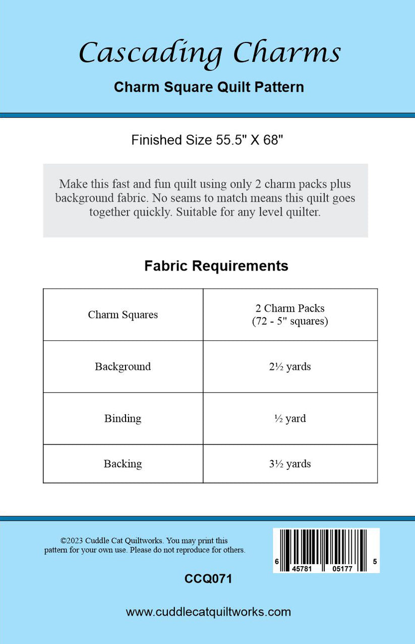 Cascading Charms Quilt Pattern for Charm Squares - Printed Pattern ...