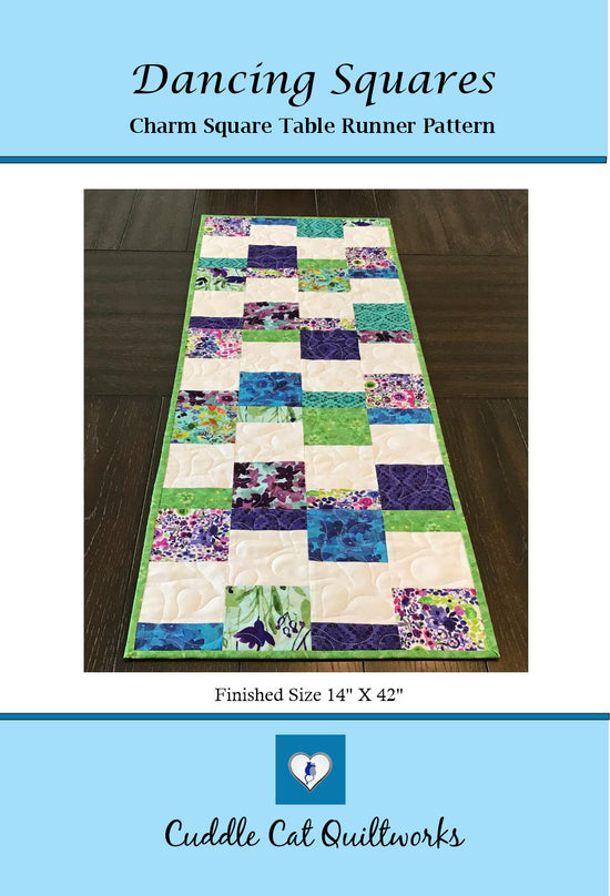 Dancing Squares Table Runner Pattern - Digital Version – Cuddle Cat Quiltworks