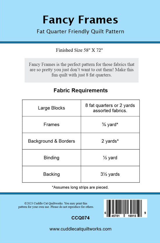 Fancy Frames Quilt Pattern - Digital Version – Cuddle Cat Quiltworks